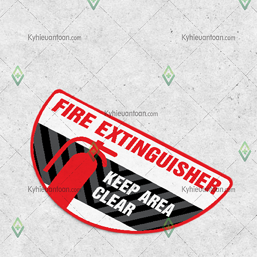 Tấm dán sàn vị trí bình chữa cháy (fire extinguisher - keep area clear)