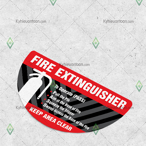 Tấm dán sàn vị trí bình chữa cháy (fire extinguisher - keep area clear)